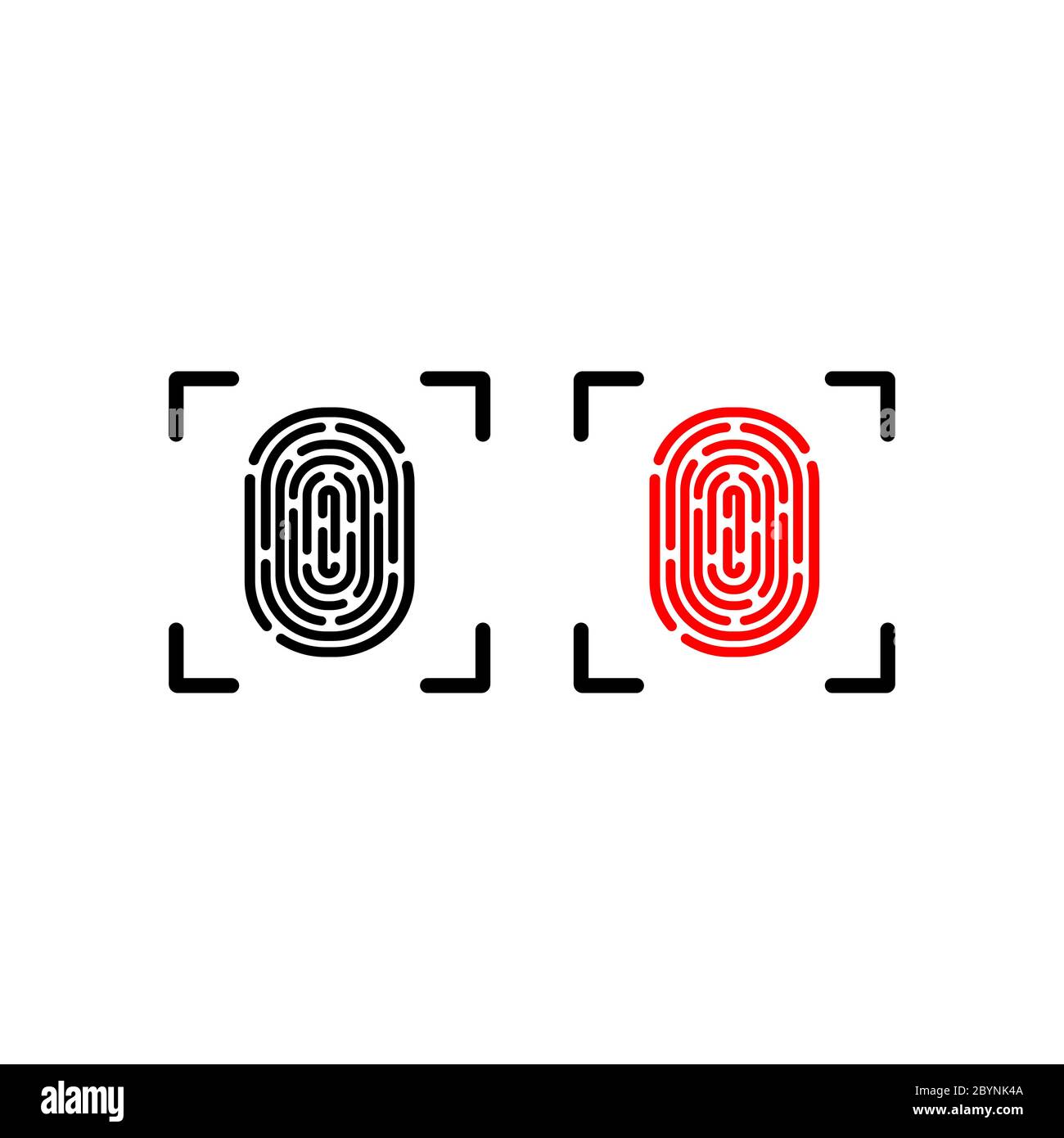 Fingerprint scan icon or touch ID on isolated white background. EPS 10 ...