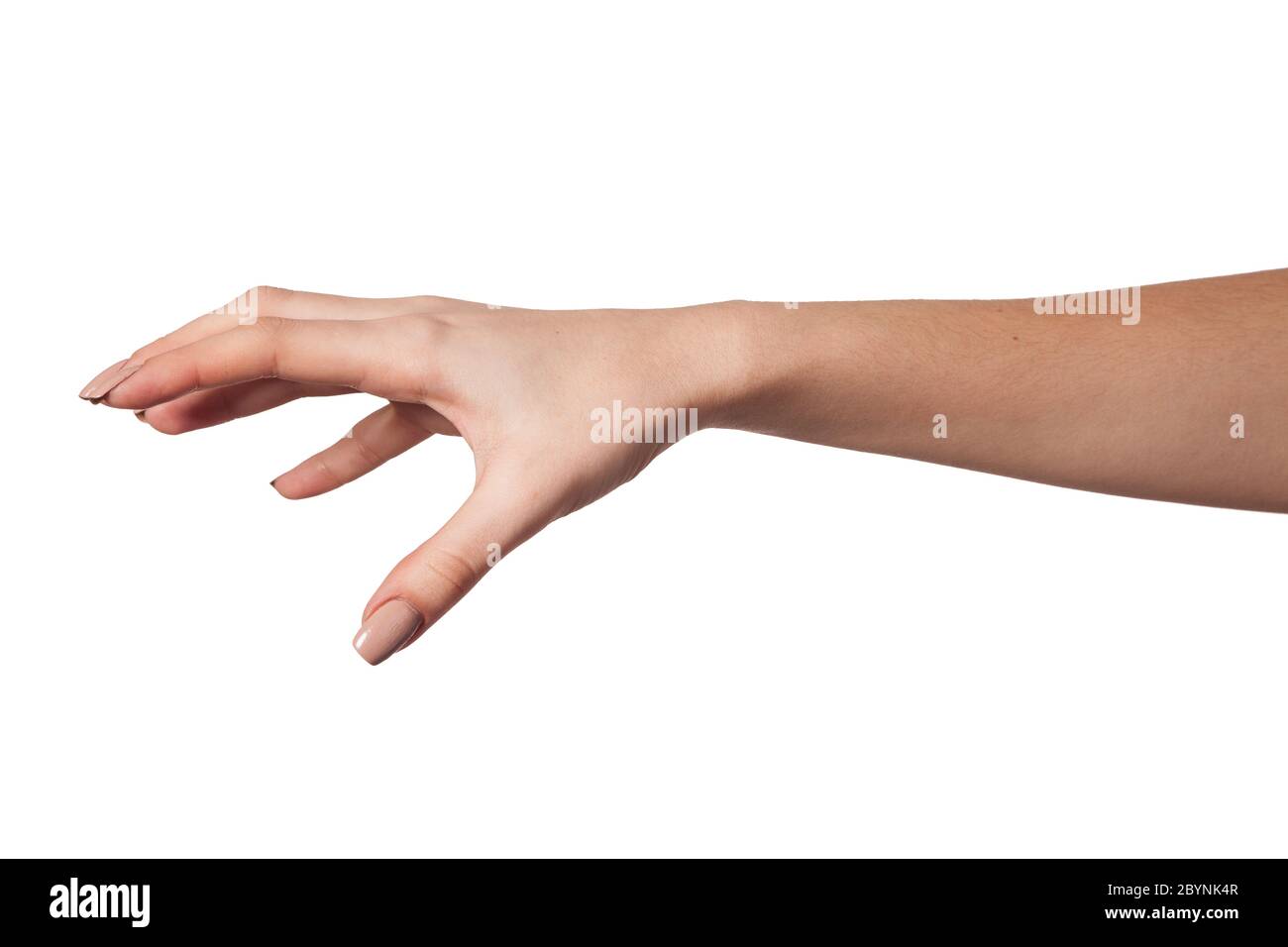 Female hand reaching for something on white Stock Photo - Alamy