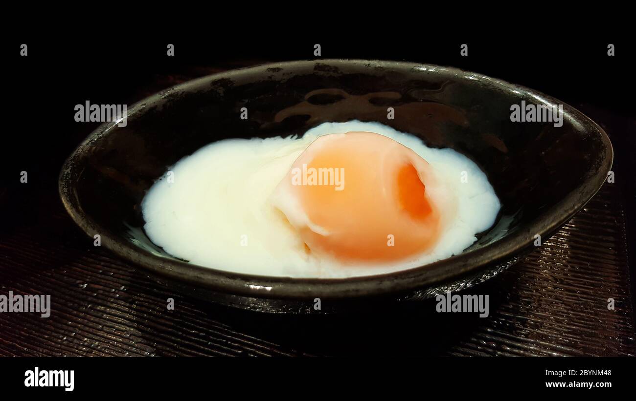 close-up traditional japanese soft-boiled egg isolated on background ...