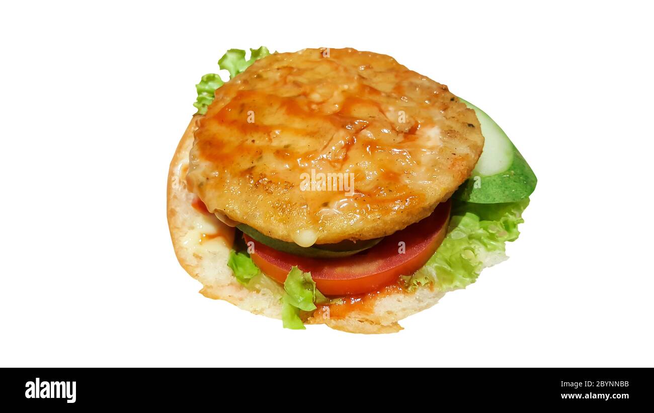 burger handmade street food isolated on white background Stock Photo ...