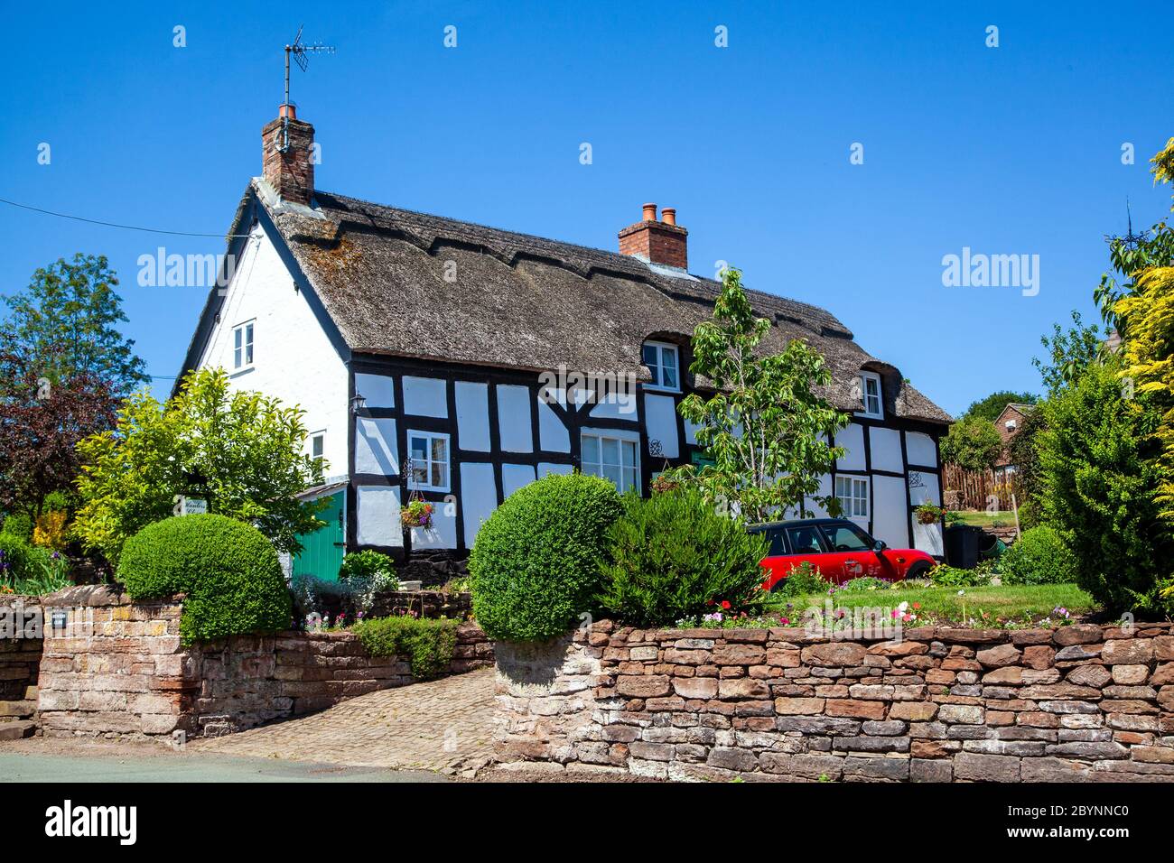 Half timbered thatched cottage hi-res stock photography and images - Alamy