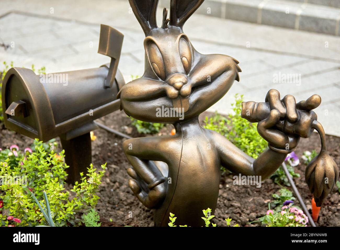Statue of Bugs Bunny, part of a series of movie themed bronze ...