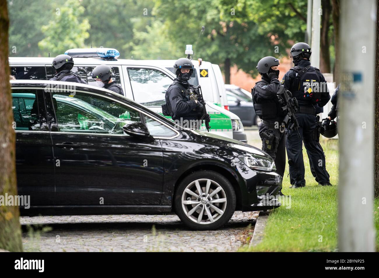 Munich, Germany. 10th June, 2020. Police officers are standing near the ...
