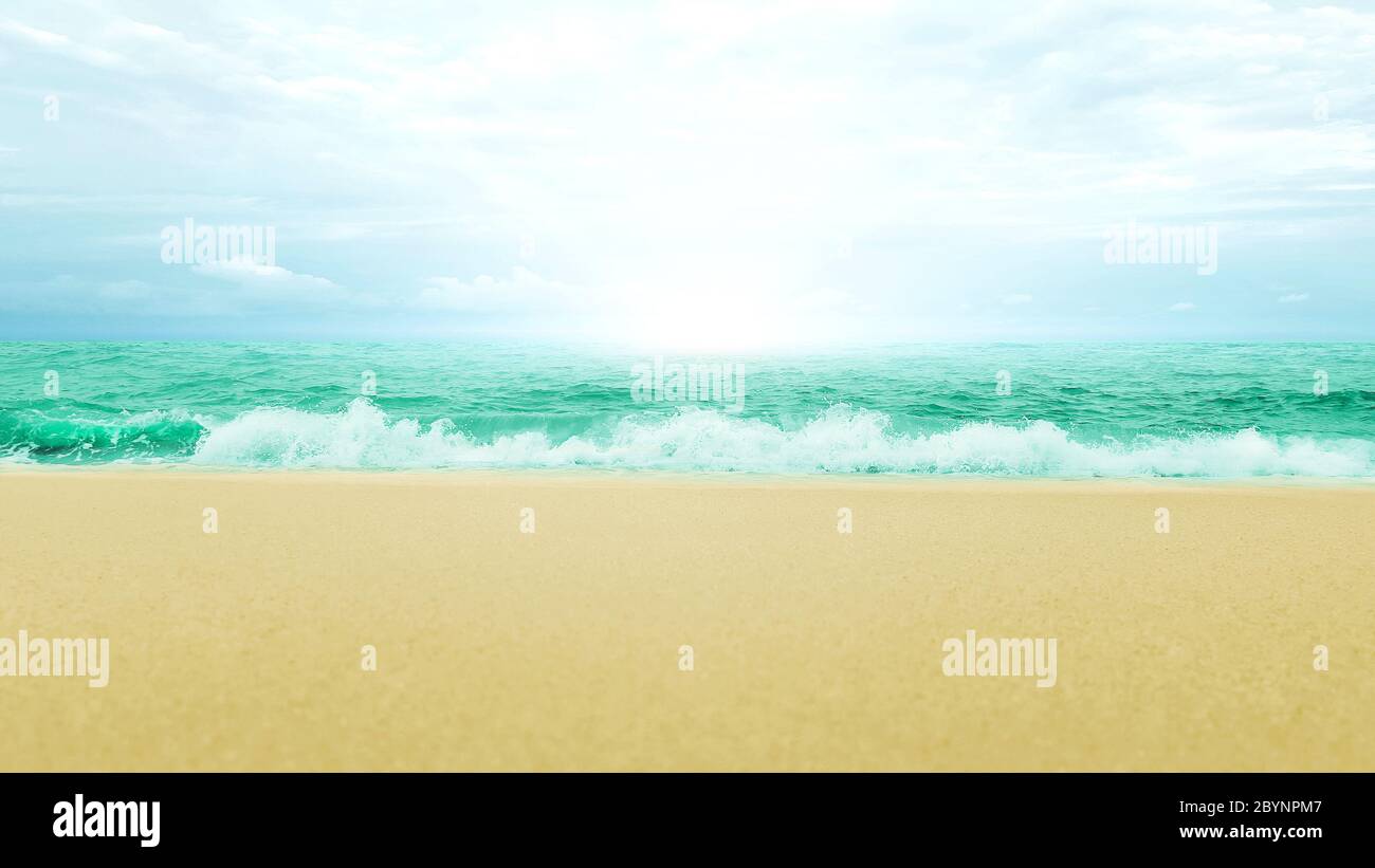 sun ray sea sand beach and blue sky with clouds nature background Stock ...