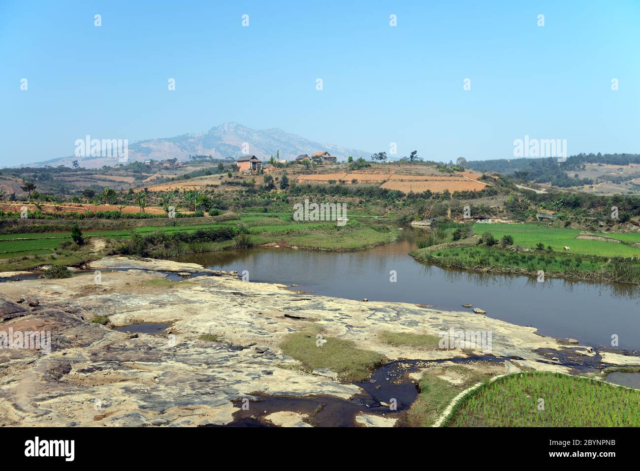 Shown here are fields near the town of Sahambavy in Madagascar. The ...