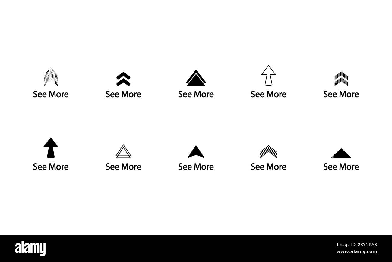 Swipe up, see more, arrow up icon modern button for web or appstore design black symbol isolated ...