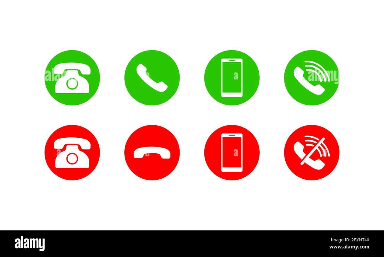 Set of communication icons flat. Phone, smartphone, mobile phone circle ...