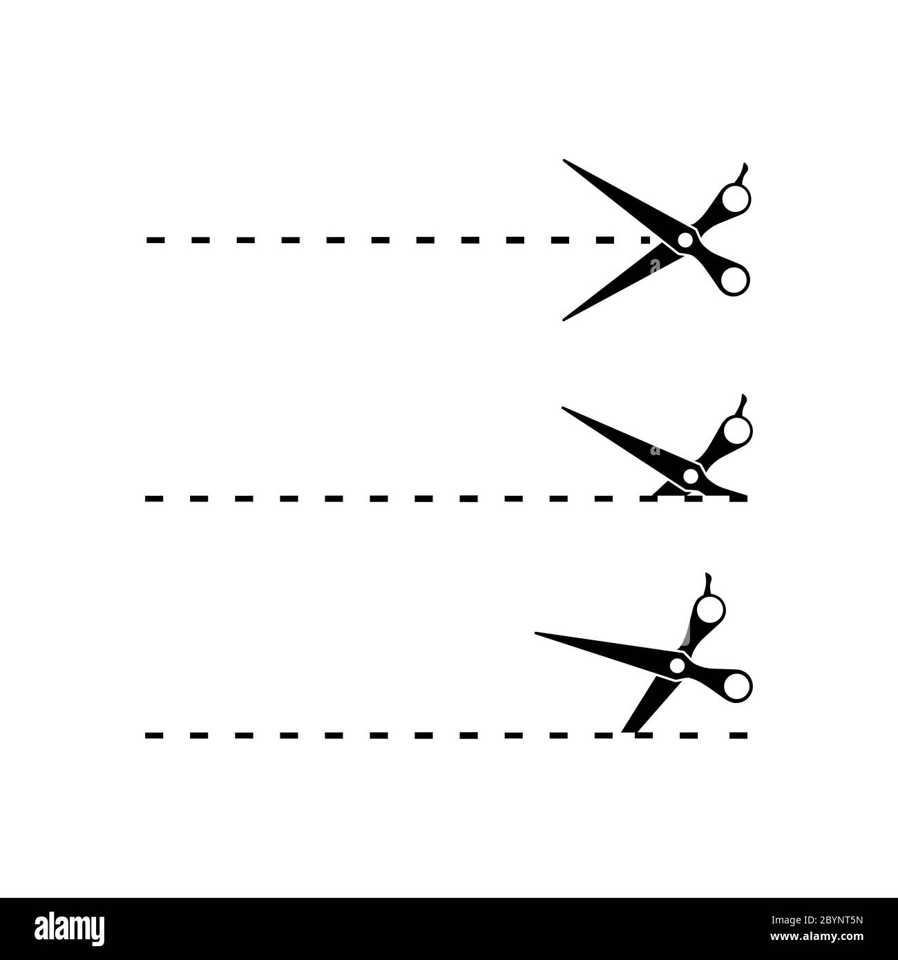 Scissors and cut lines icon on isolated white background. EPS 10 vector ...