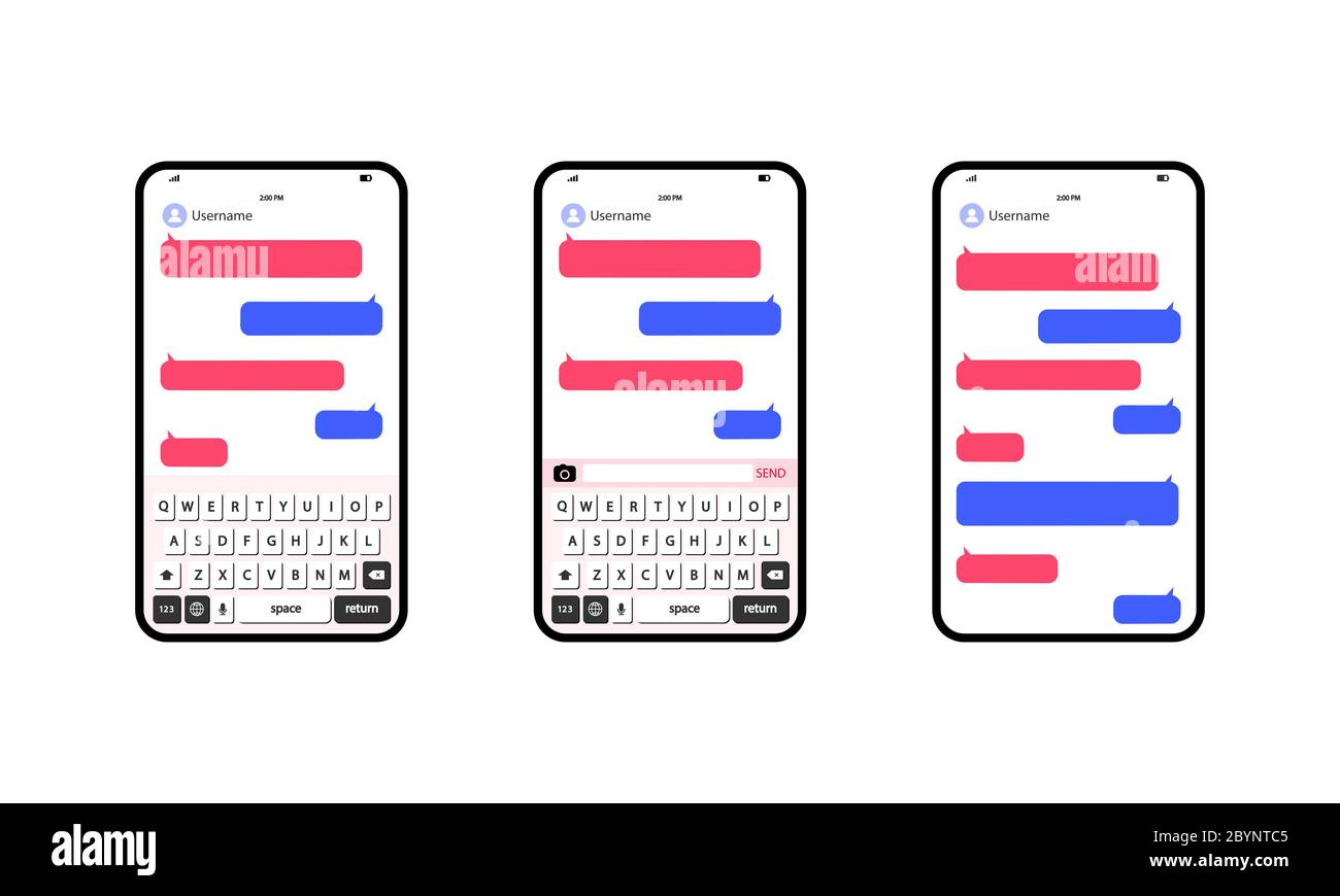 Phone Message Template. Social network messenger page template. Message ...