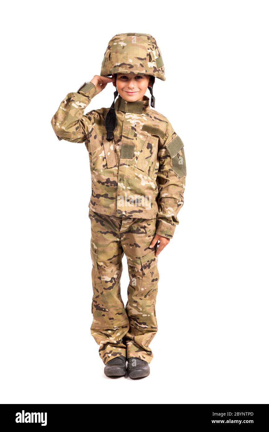 Saluting soldier. Young boy Stock Photo - Alamy