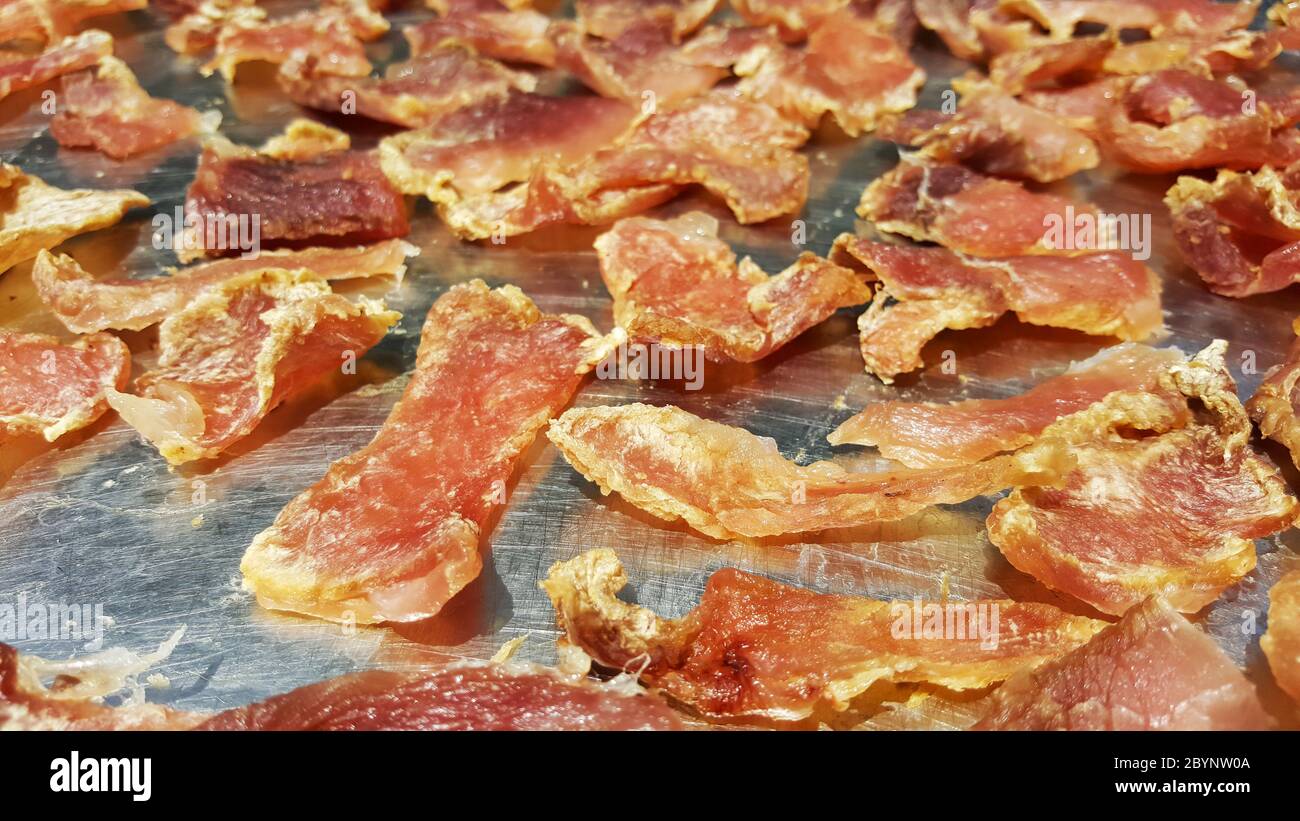 close-up sun dried pork Stock Photo - Alamy
