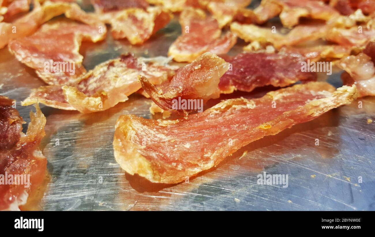 close-up sun dried pork Stock Photo - Alamy