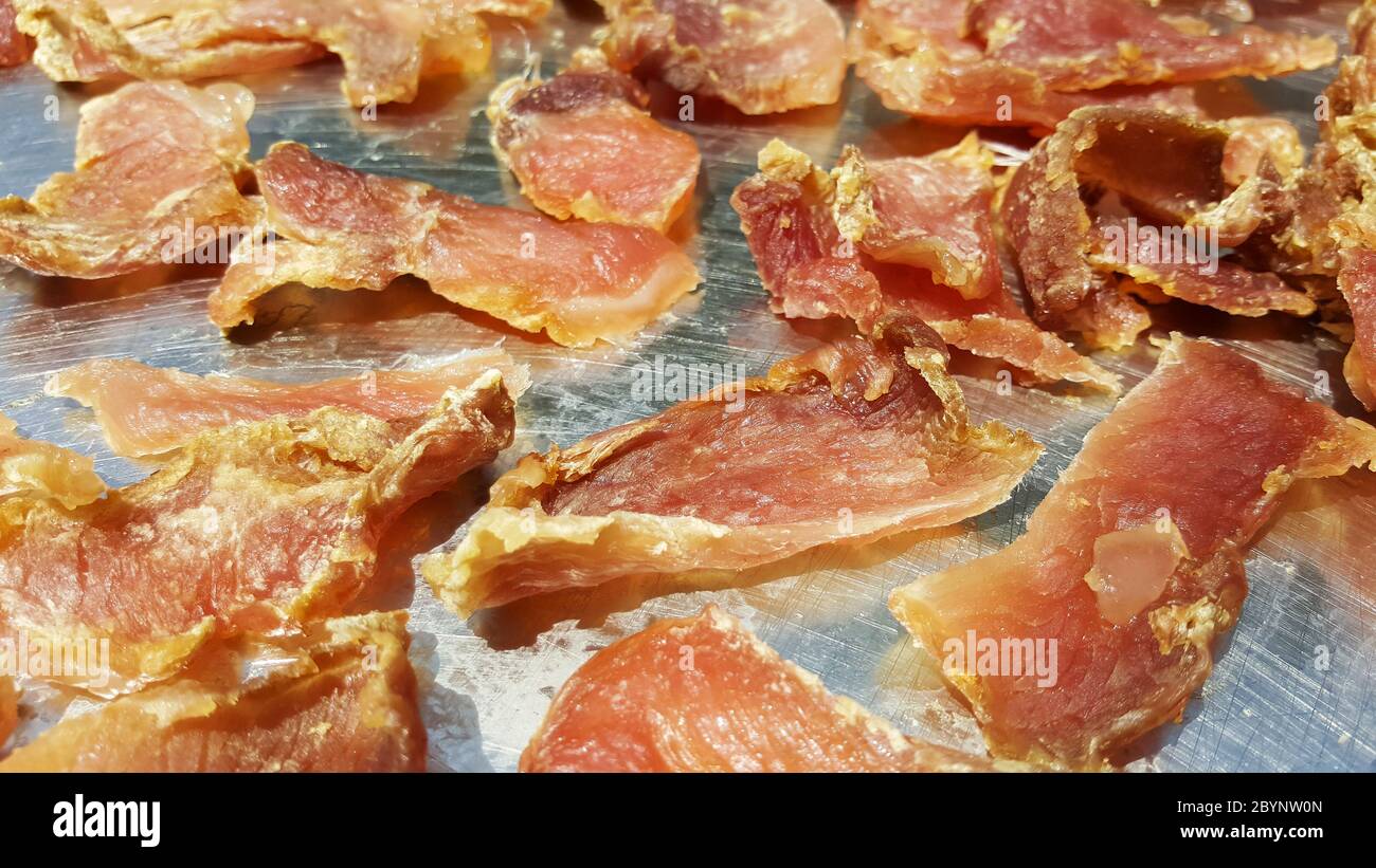close-up sun dried pork Stock Photo - Alamy
