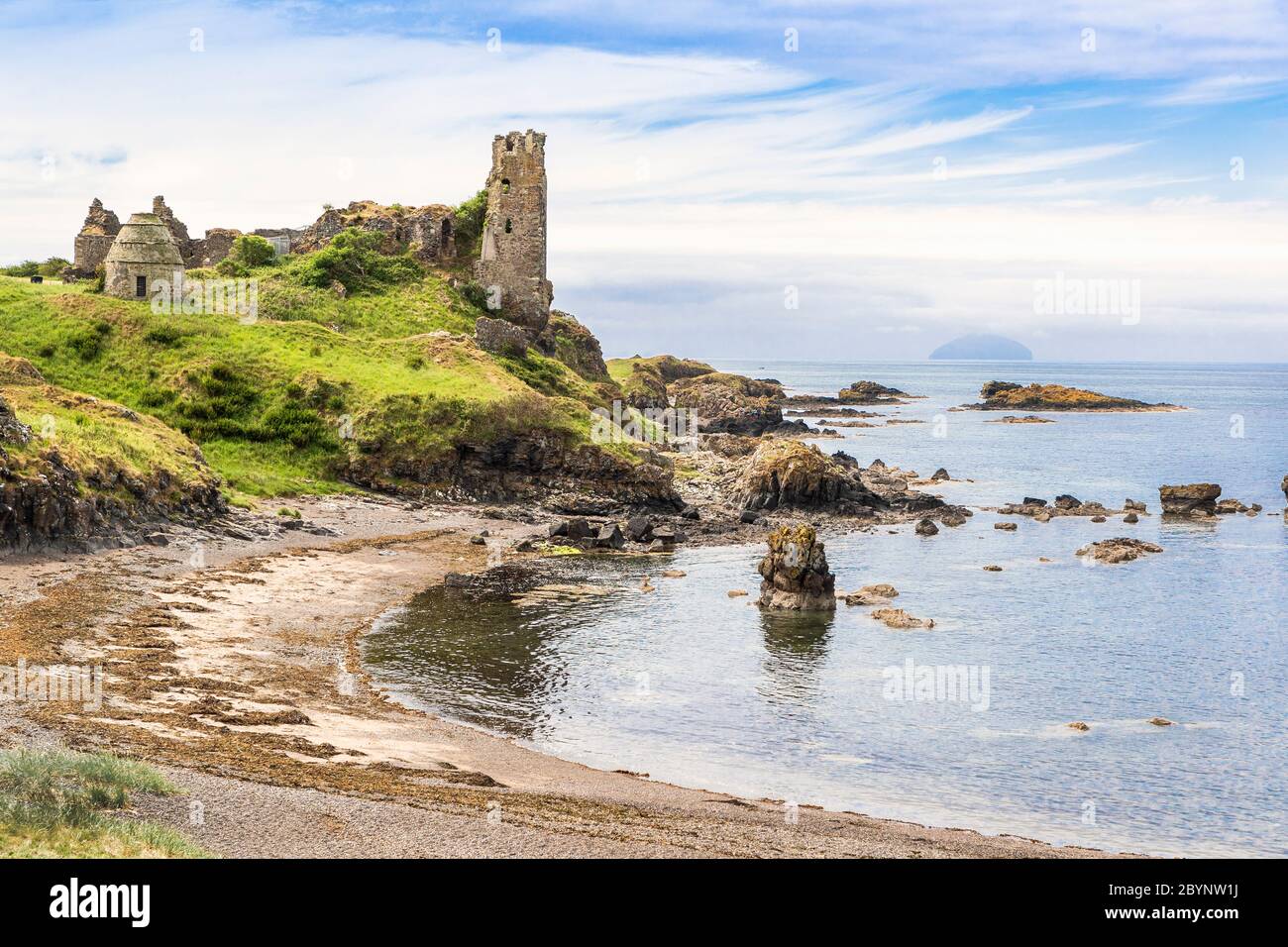 Ruins of 13th century Dunure Castle , overlooking the Firth of Clyde ...