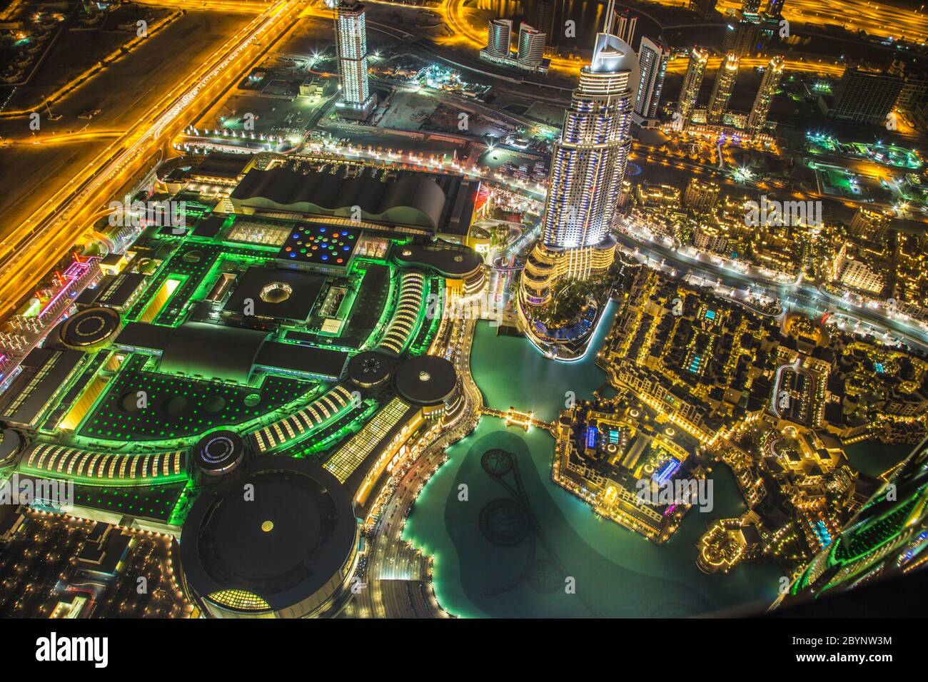 Dubai downtown night scene with city lights Stock Photo - Alamy
