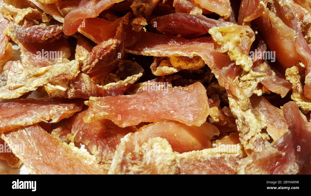 close-up sun dried pork Stock Photo - Alamy