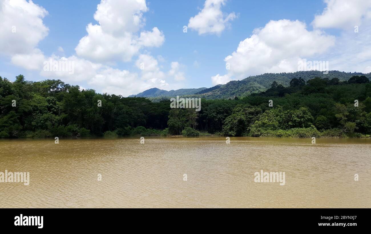 landscape nature with clouds sky, mountain, canal Stock Photo - Alamy