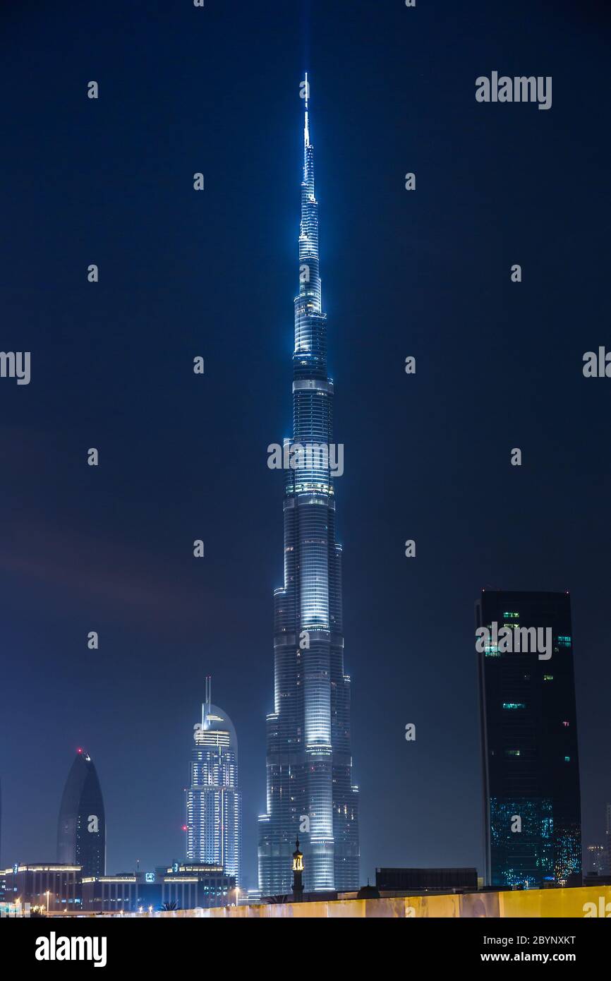 Dubai panorama and Burj Khalifa is currently the tallest building in ...