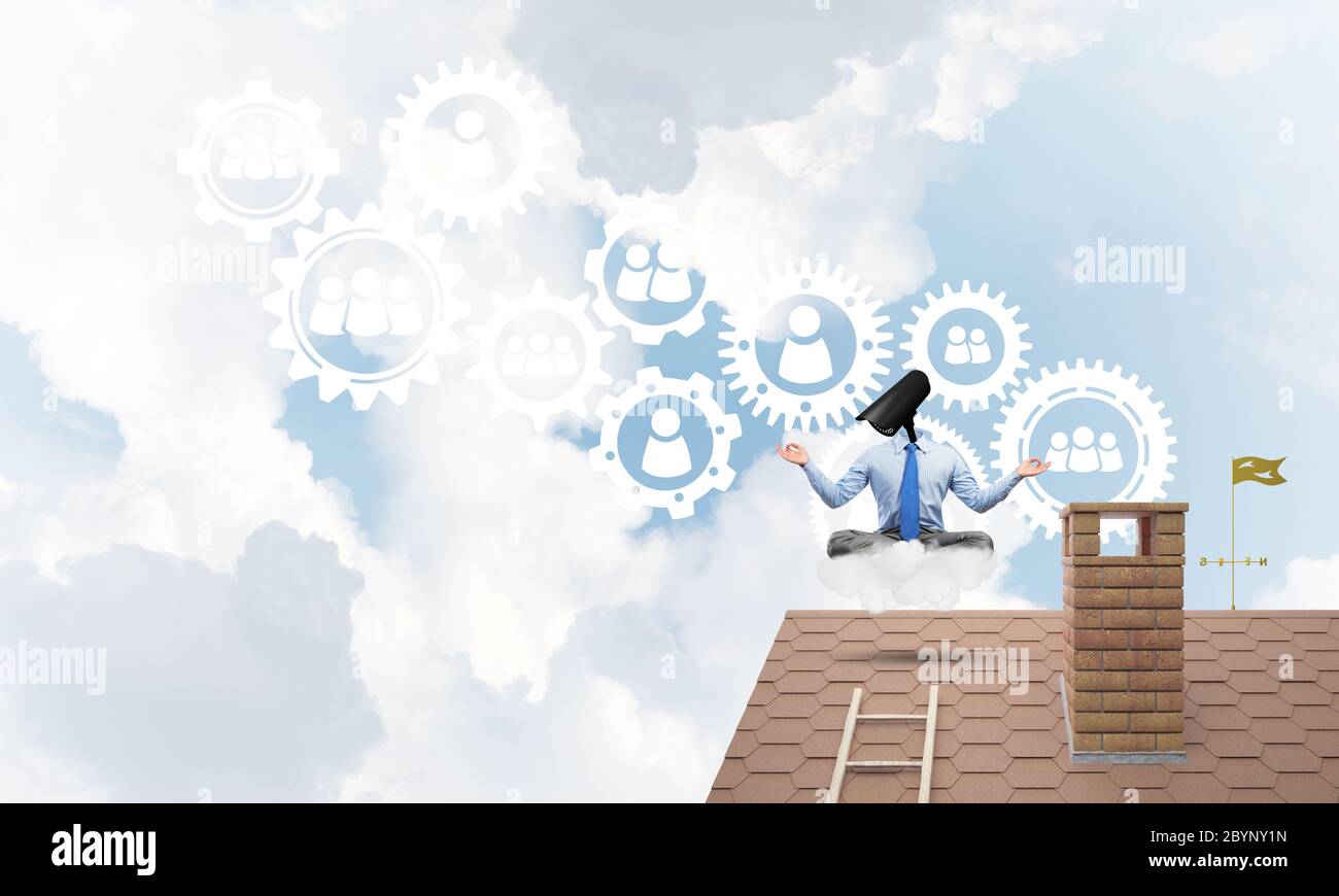 Concept of security and privacy protection with camera headed man ...