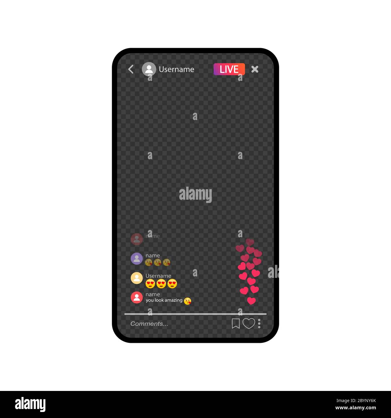 Mockup of video streaming app on a smartphone. Streaming video. The ...
