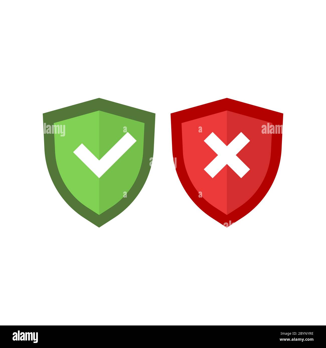 Shields And Check Marks Icons Set Tick Mark Approved On Isolated White