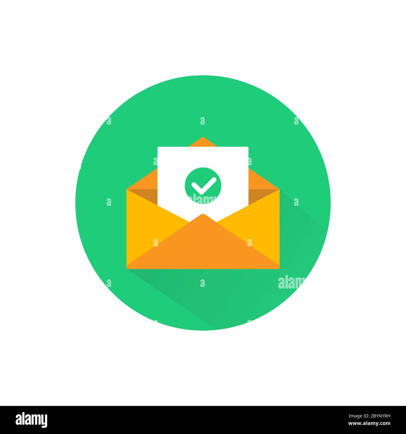 Open envelope containing check mark or email, email, chat, letter icon ...
