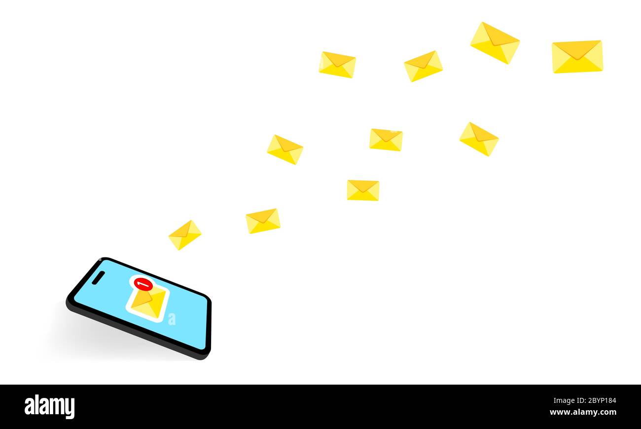 Phone send mail. A new message icon flat on isolated background. EPS 10 ...