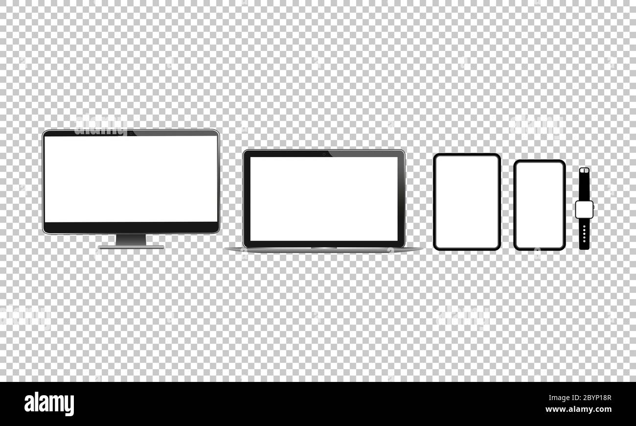 New device icon flat set. Smartphone, laptop, computer monitor, tablet ...