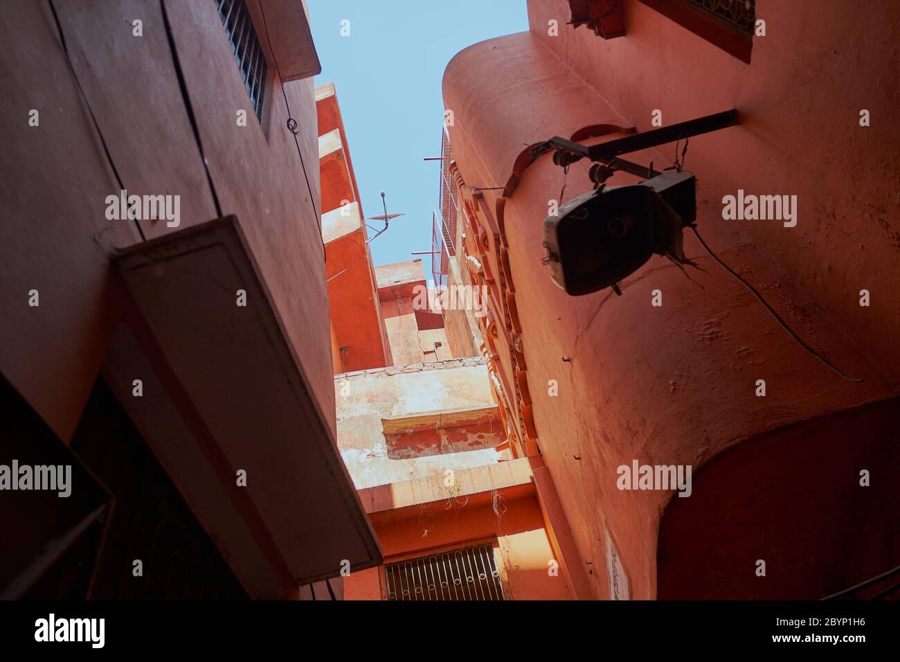 View of the narrow lanes of Benaras leading to the ghats at the holy ...