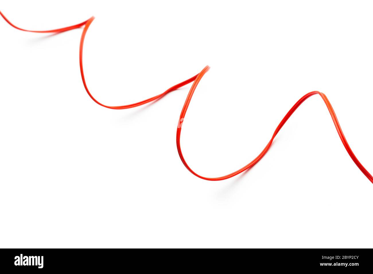 red double wire cable isolated on a white background abstraction Stock ...