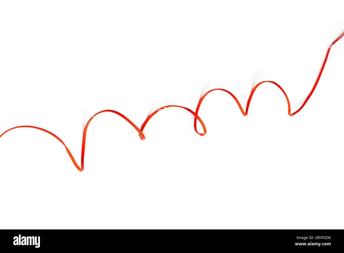 red double wire cable isolated on a white background abstraction Stock ...