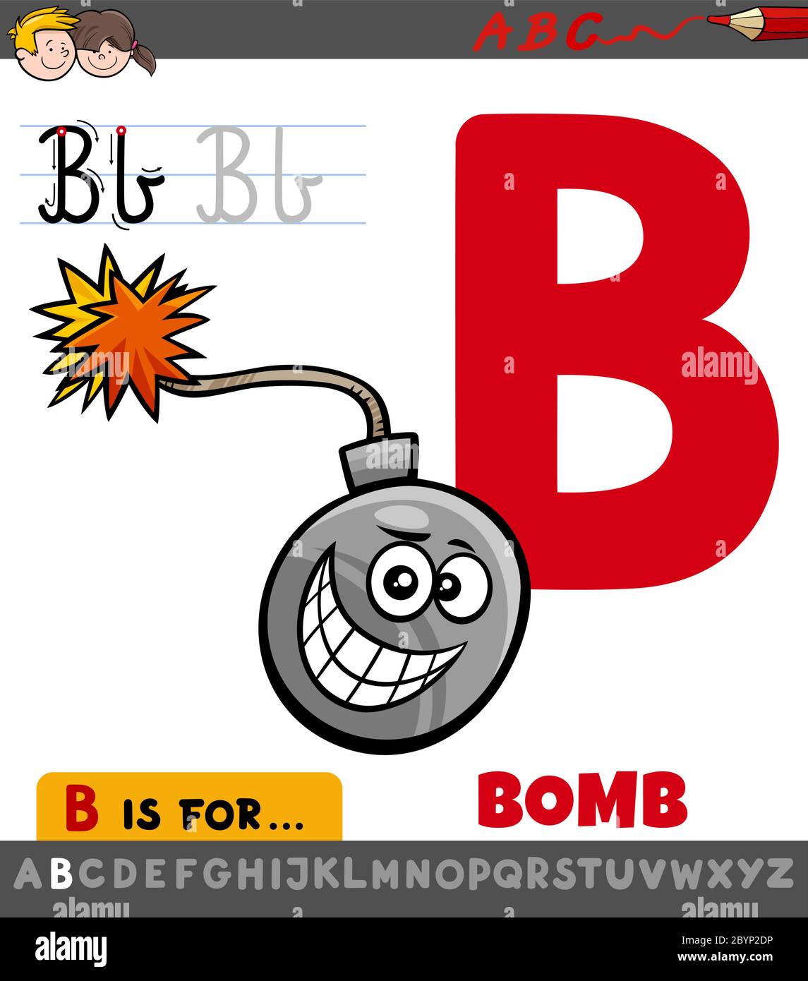 Educational Cartoon Illustration of Letter B from Alphabet with Comic ...