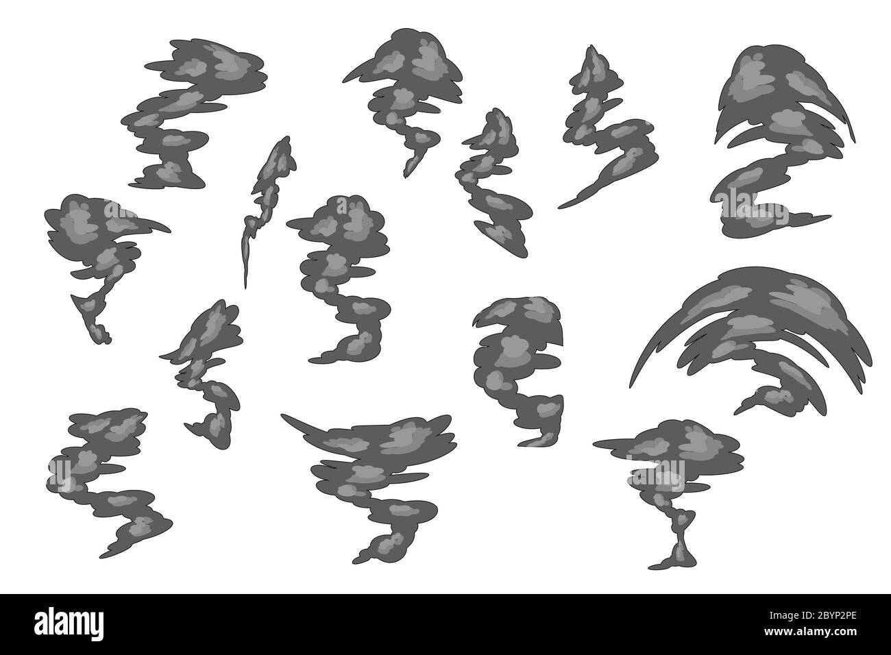 Set of smoke clouds isolated on white background. Collection smoke dust ...