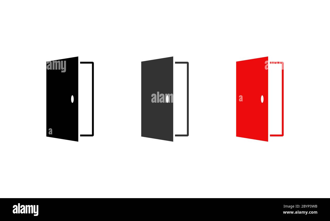 Open door icon set on isolated white background. EPS 10 vector Stock ...