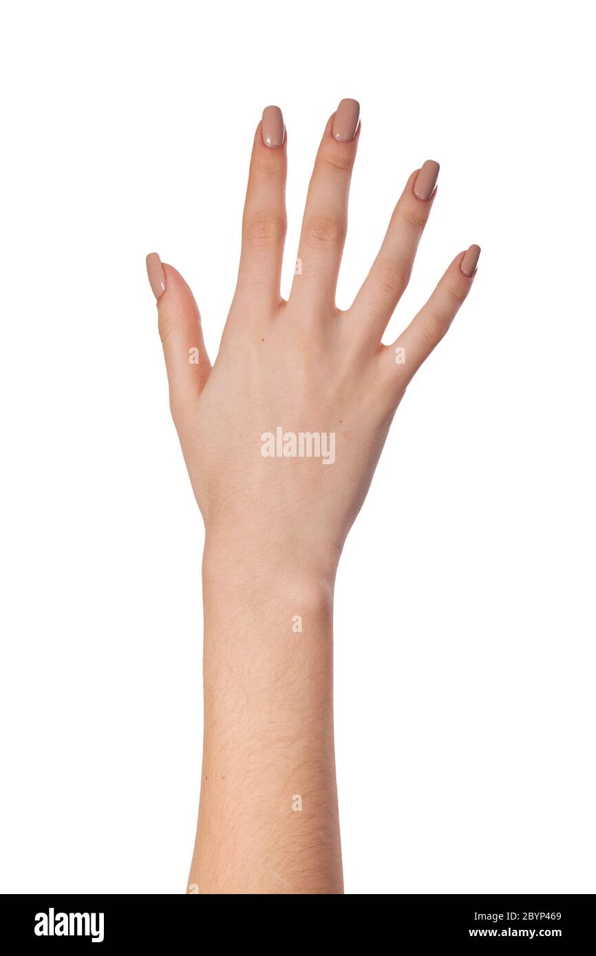 Hand gesture number five closeup isolated on white Stock Photo - Alamy