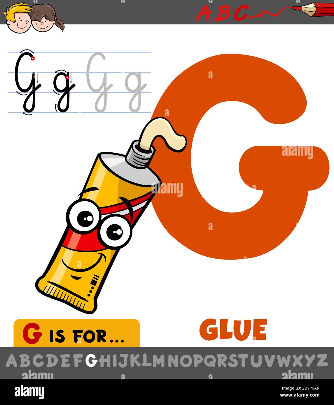 Educational Cartoon Illustration of Letter G from Alphabet with Comic ...