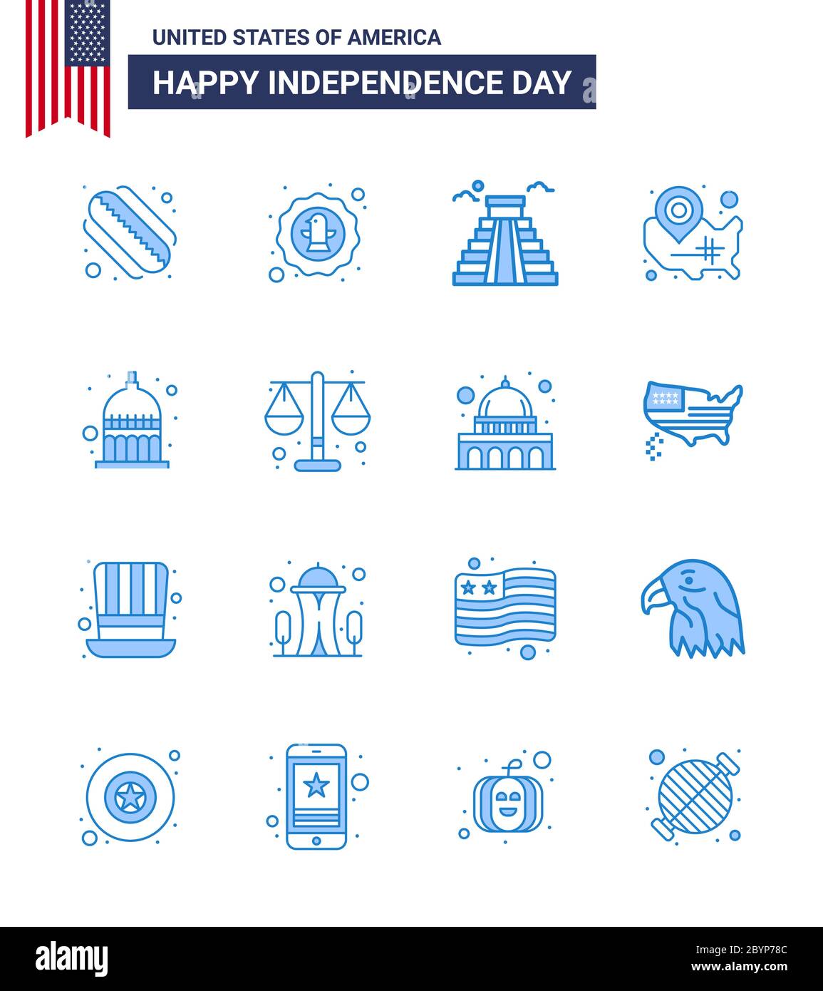 16 Creative USA Icons Modern Independence Signs and 4th July Symbols of ...