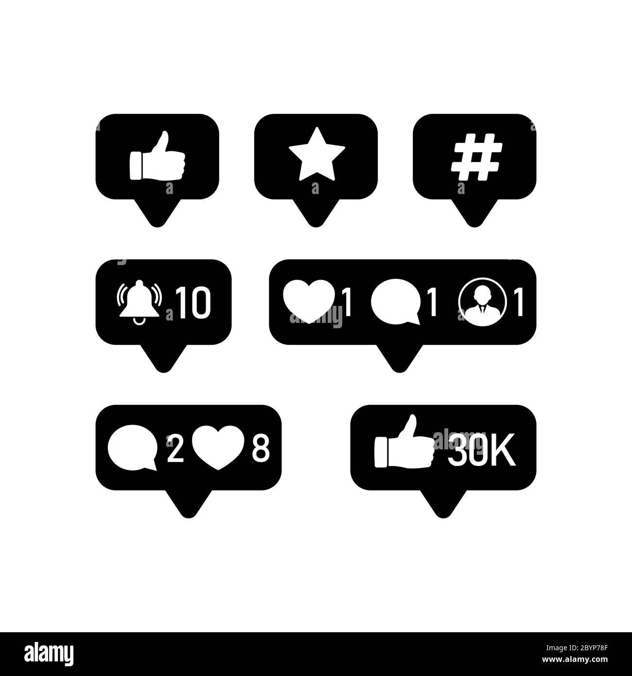 Like, follower, comment icons. Vector illustration. Vector on isolated ...