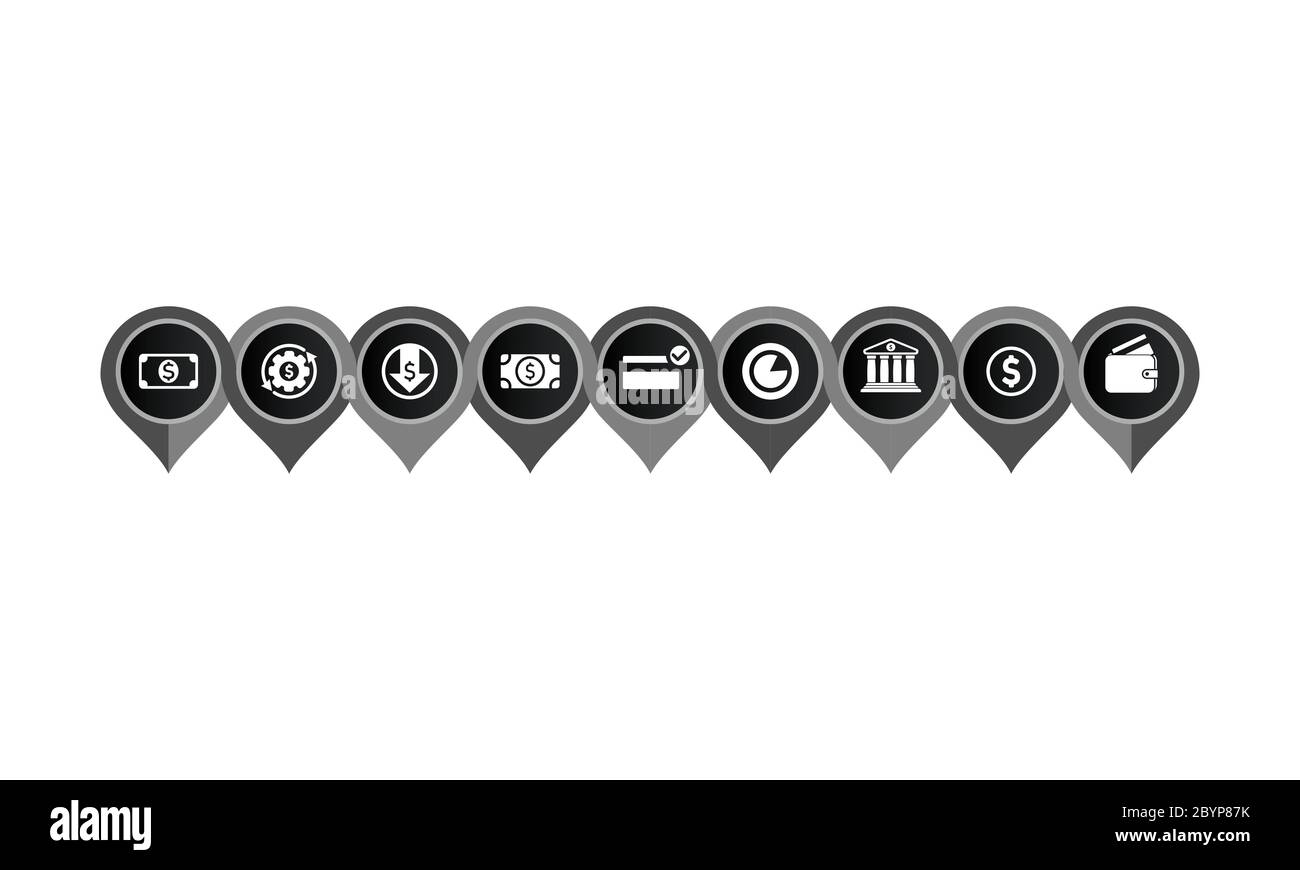 Finance, bank, credit, savings, investment icons. Simple collection of ...