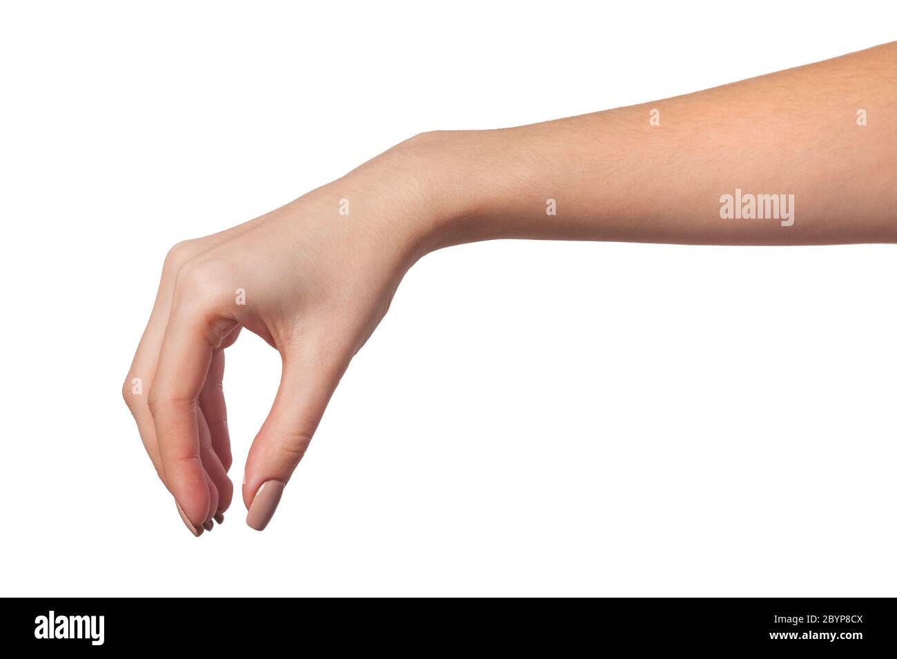 Female hand reaching for something on white Stock Photo - Alamy