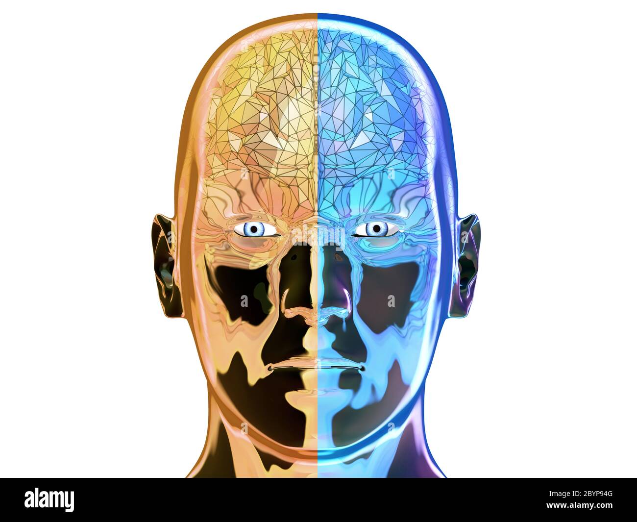 3d Illustration of a transparent human refractive skull with colorful ...