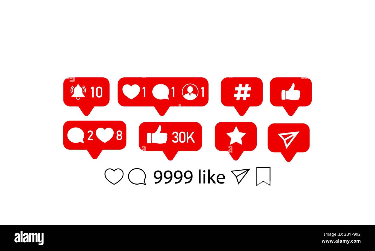 Like, follower, comment icons. Vector illustration. Vector on isolated ...