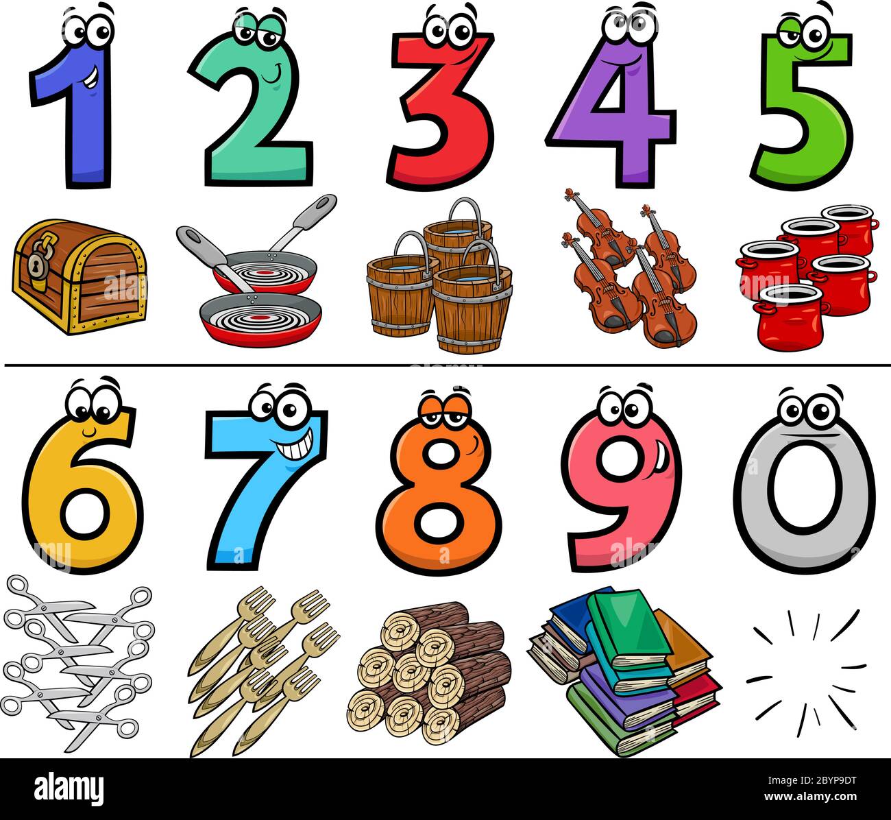 Cartoon Illustration of Educational Numbers Set from One to Nine with ...
