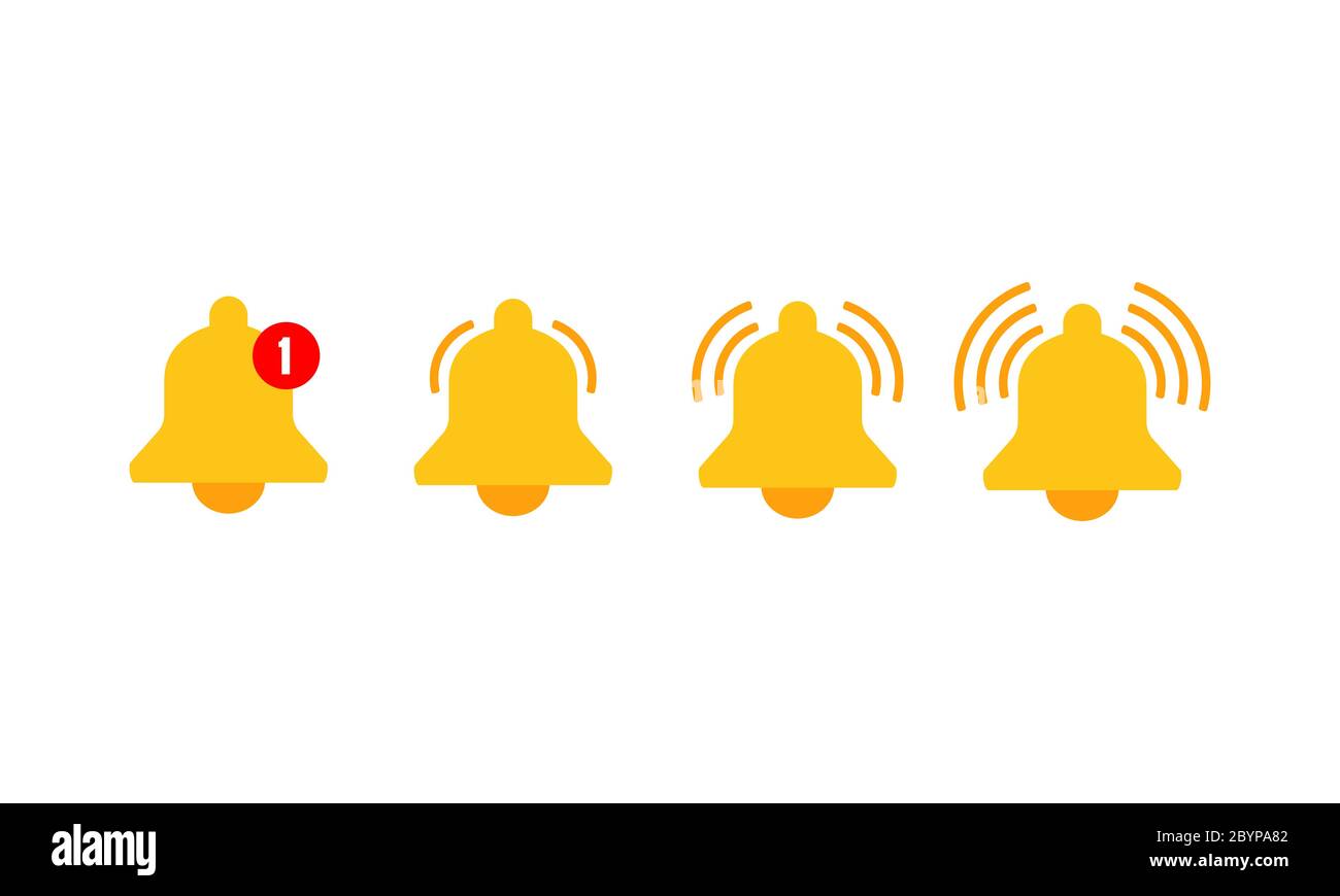 Notification bell icons set for incoming inbox message. Vector ringing ...