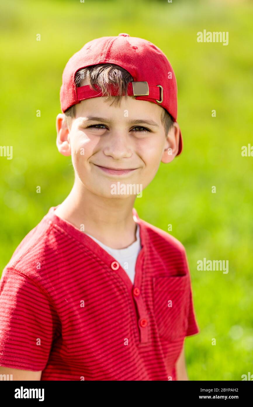 Boy Child Portrait Smiling Cute ten years old outdoor Stock Photo - Alamy