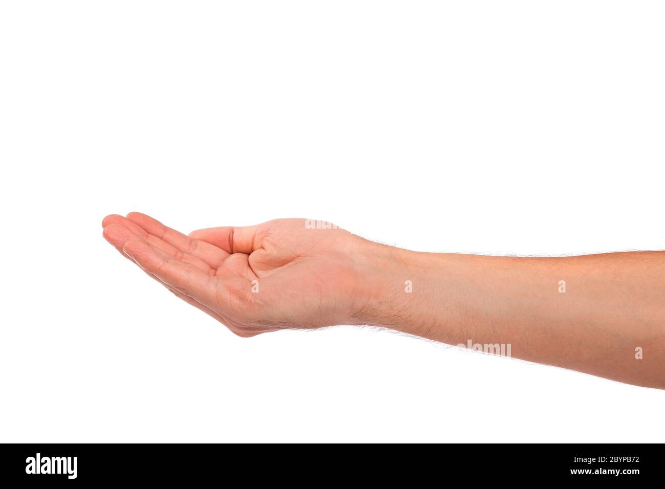 Open palm hand gesture of male hand Stock Photo - Alamy