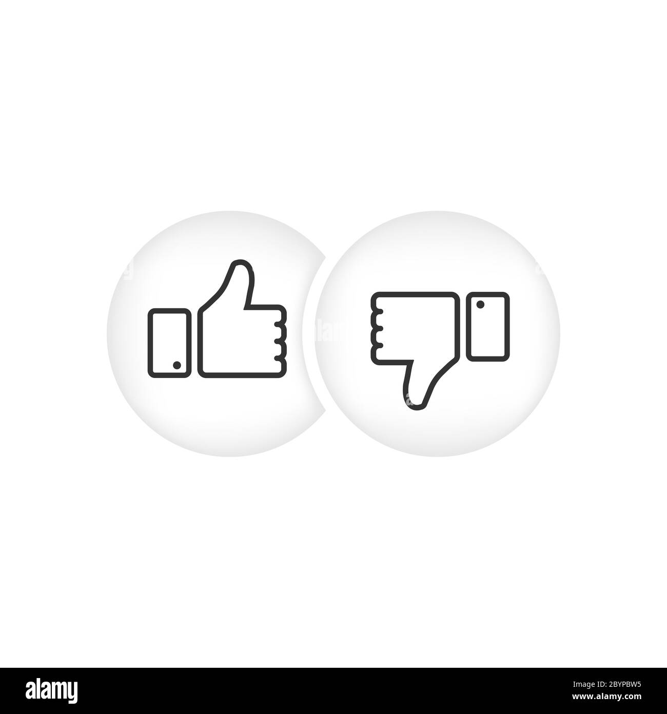 Like and dislike symbol line icon button on isolated white background ...