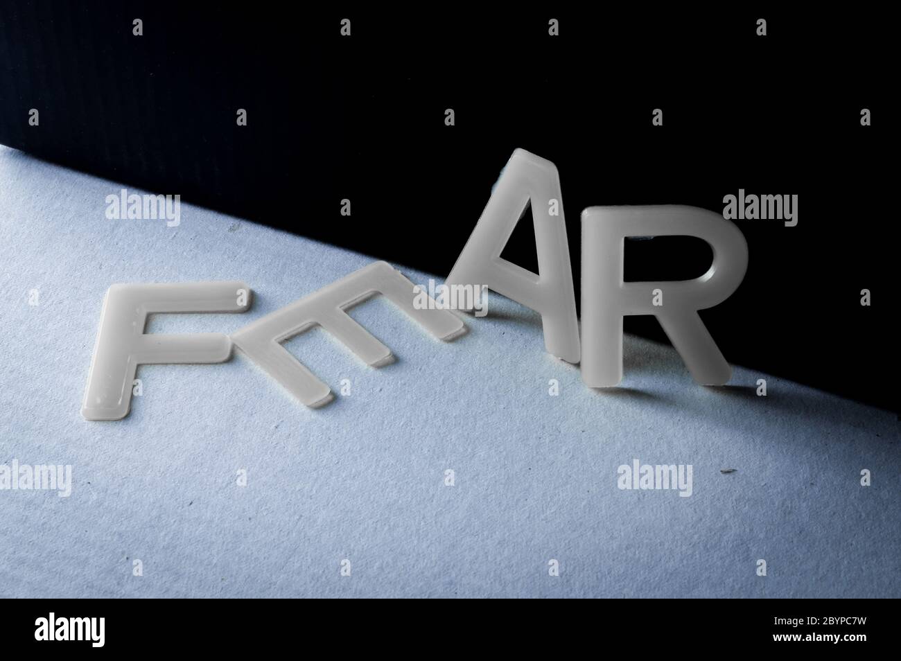 Drop Fear, word written with letters on a two-tone background, the ...