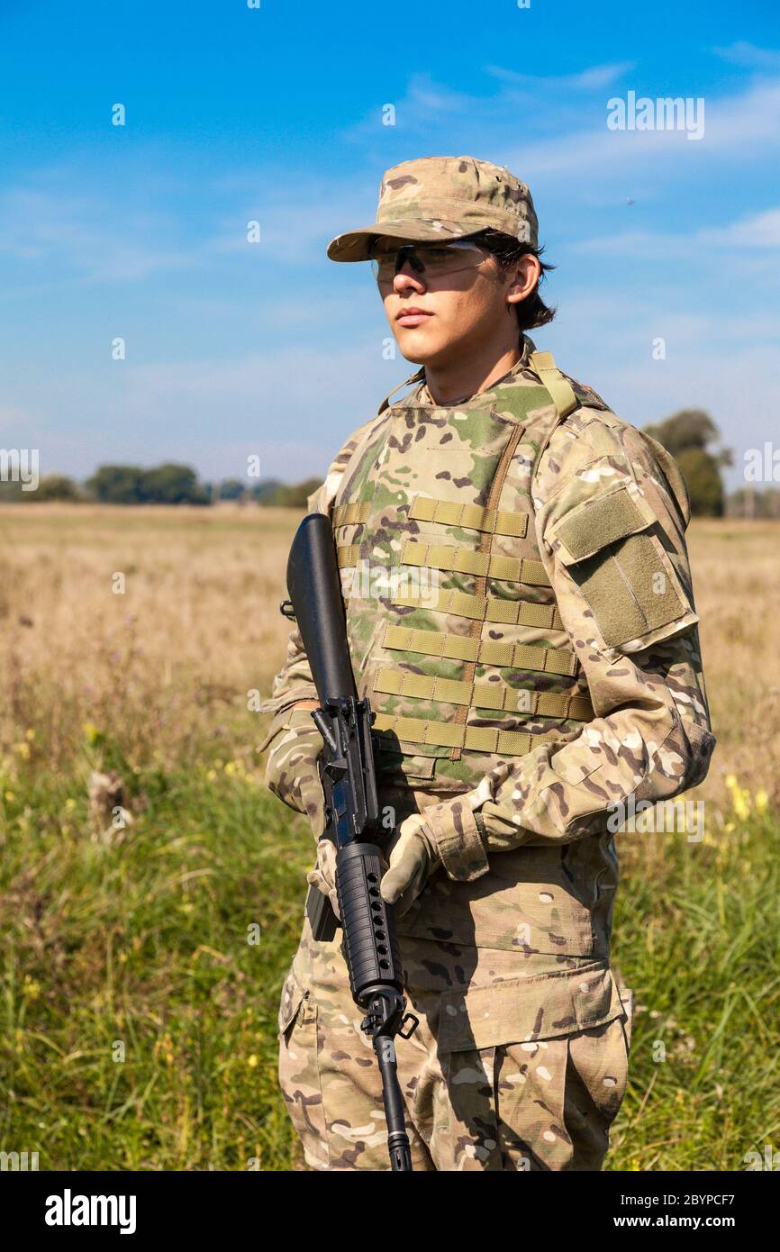 Soldier with a rifle Stock Photo - Alamy