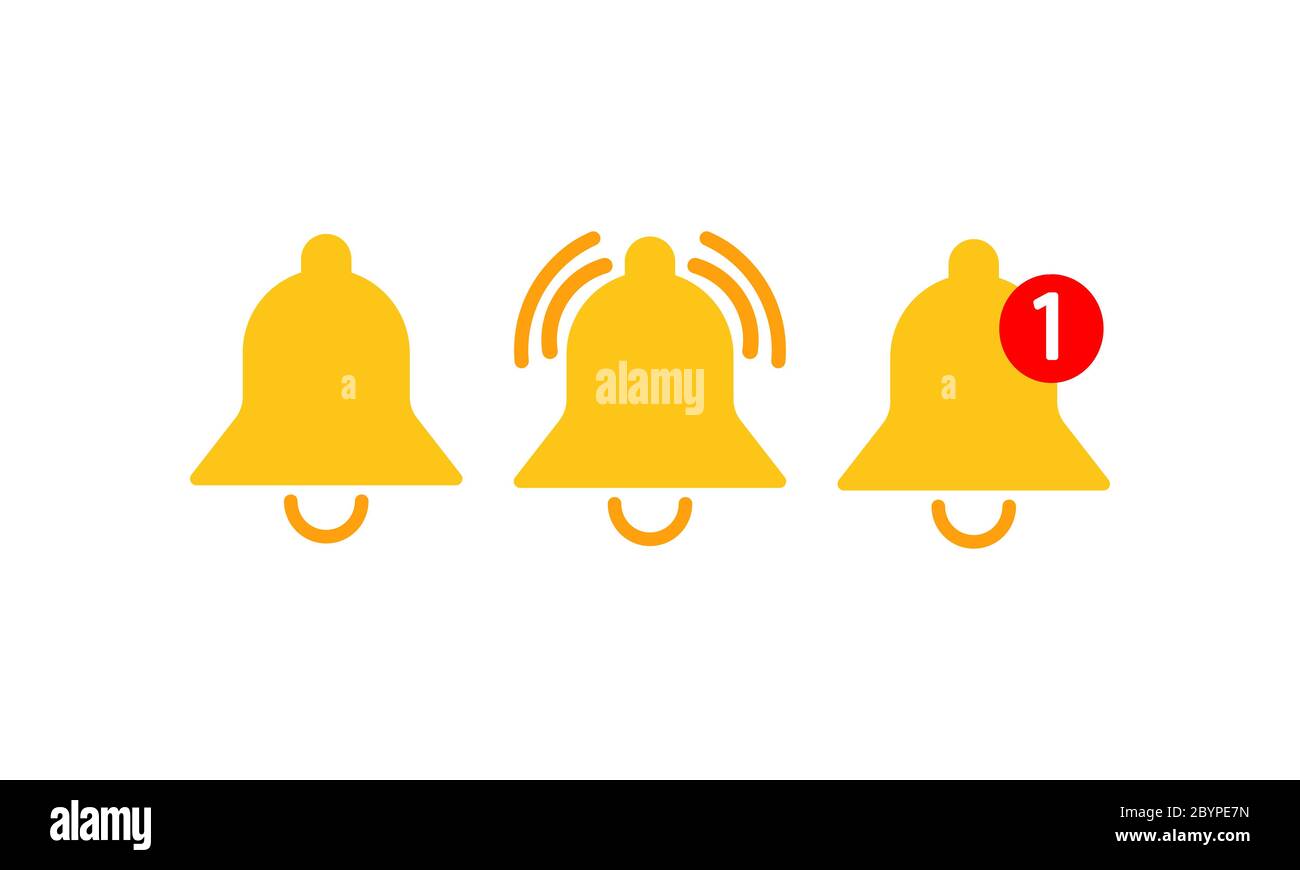 Notification icon set flat. Bell icons with the different status. New ...